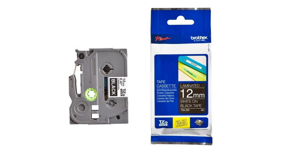 TZE-335 | Brother P-Touch Band, Polyester, 12mm x 8m, Schwarz ...