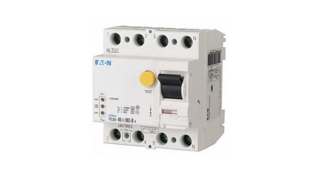 167905 FRCDM-40/4/03-G/BFQ | Eaton Möller Eaton RCCB, 40A, 3P+N Pole ...