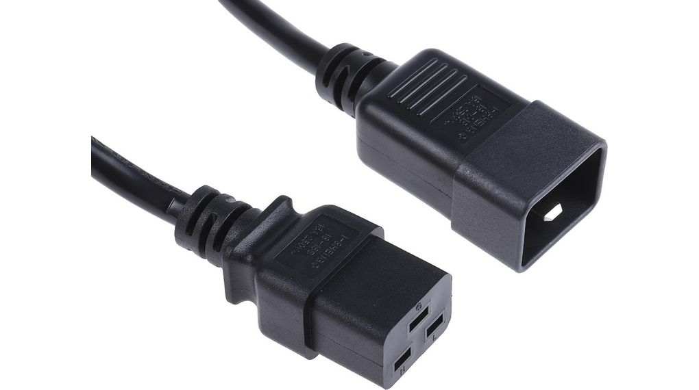 1373360 | RS PRO Straight IEC C19 Socket to Straight IEC C20 Plug Power ...