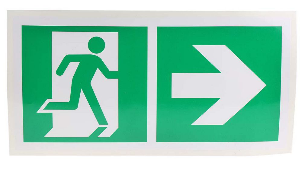 8134520 | RS PRO Vinyl Emergency Exit Right, With Pictogram Only, Non ...