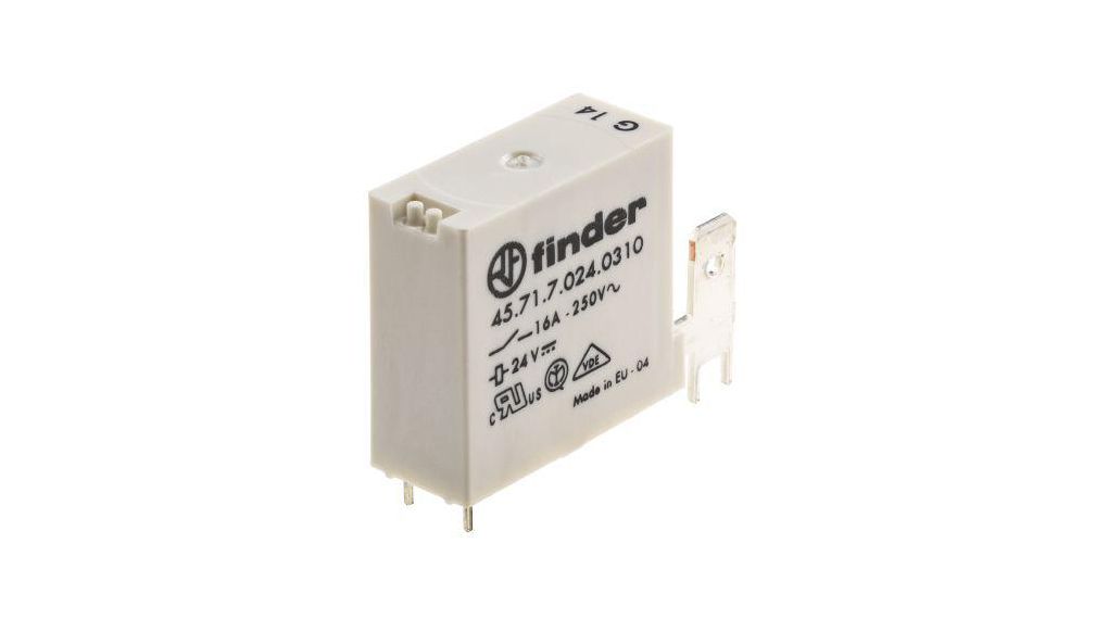 45.71.7.024.0310 | Finder PCB Mount Power Relay, 24V dc Coil, 16A ...