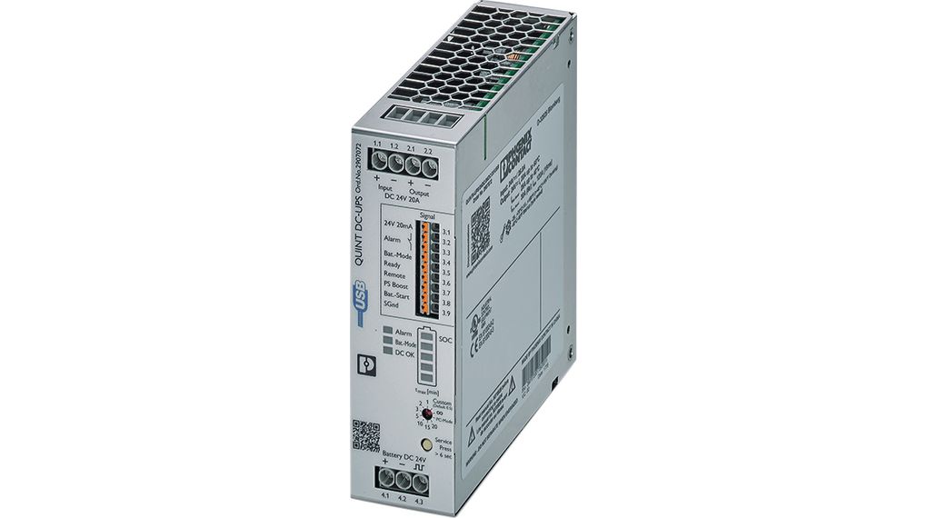 2907072 | Phoenix Contact UPS, DC UPS, DIN Rail Mount, 24V, 1x Screw ...