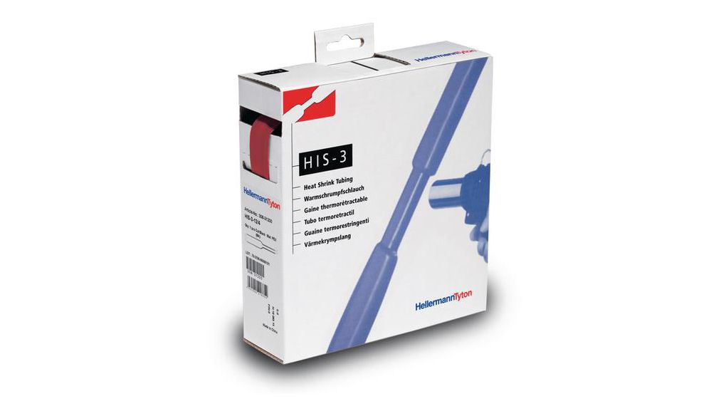 308-32402 HIS-3-24/8-PO-X-RD | HellermannTyton Heat Shrink Tubing, Red ...