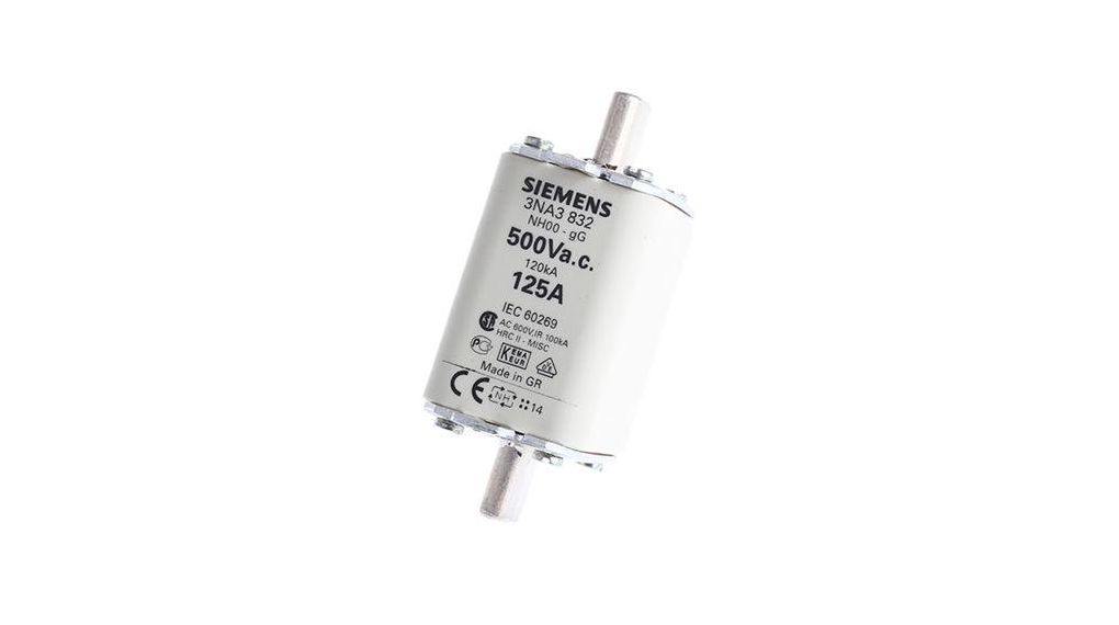 3NA3832 | Siemens 125A NH Fuse, NH00, 500V ac, Pack of 3 pieces ...