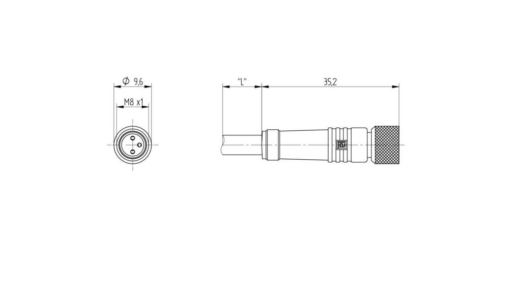 RKMV 3-224/5 M | Lumberg Automation Cordset, M8 Socket - Bare End, 3 ...