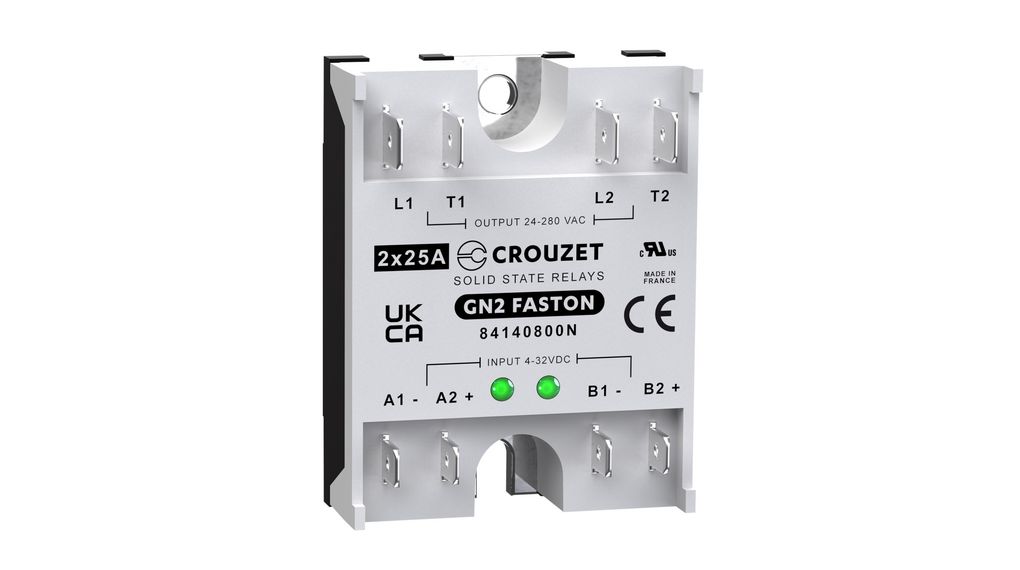 84140800N | Crouzet Solid State Relay, 25A, 32V, Faston Terminal, GN2 ...