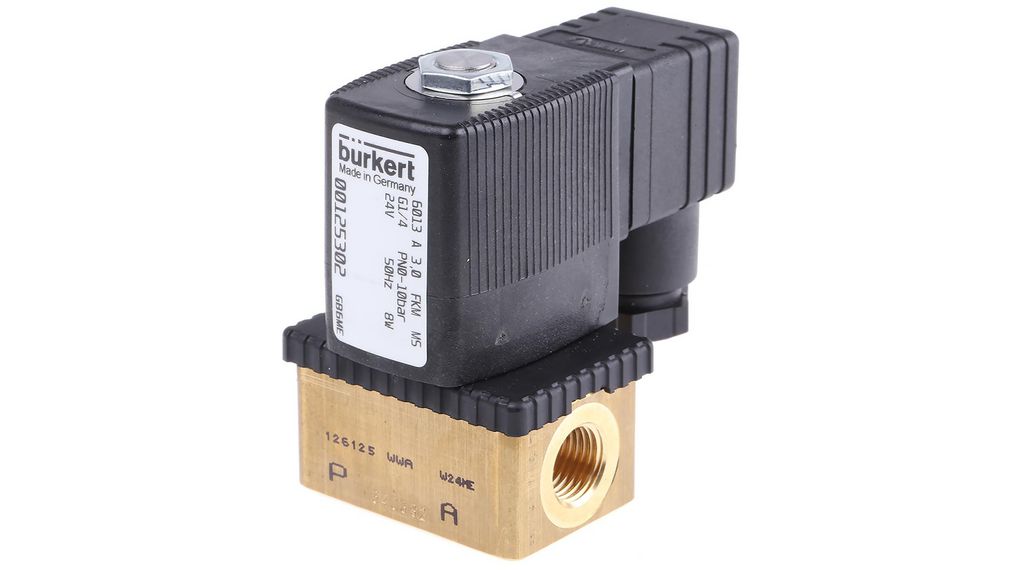 125302 | Burkert Solenoid Valve 125302, 2 port(s) , NC, 24 V ac, 1/4in ...