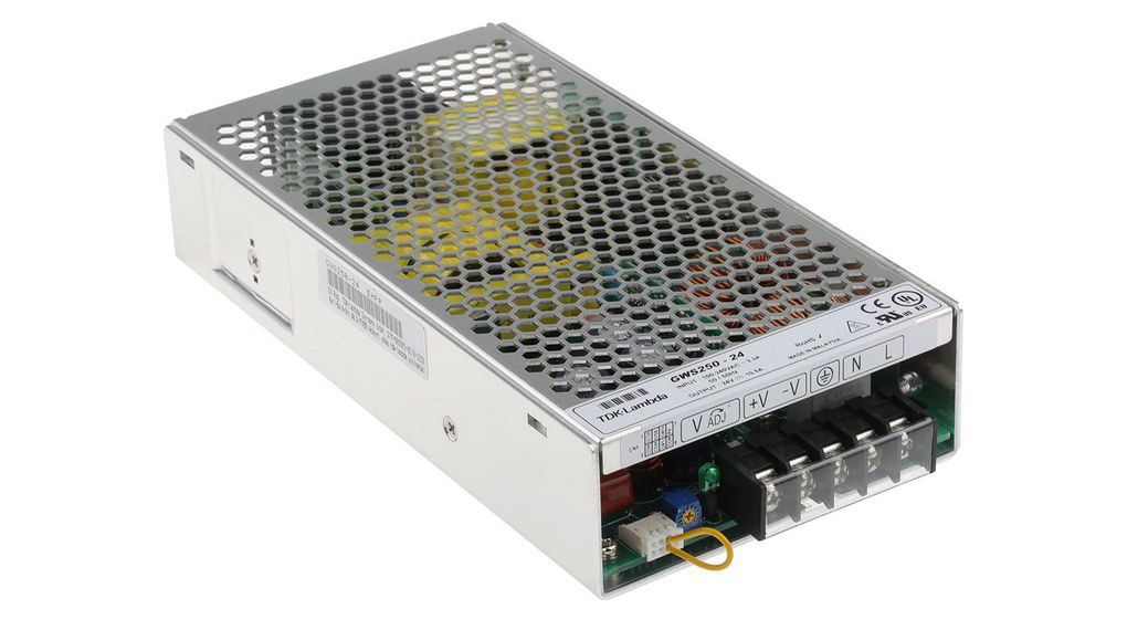 GWS250-24 | TDK-Lambda Switching Power Supply, GWS250-24, 24V dc, 10.5A, 252W, 1 Output, 120 → ...
