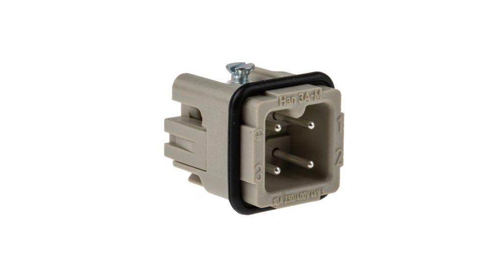 09200032611 | HARTING Heavy Duty Power Connector Insert, 10A, Male, Han A Series, 3 Contacts ...