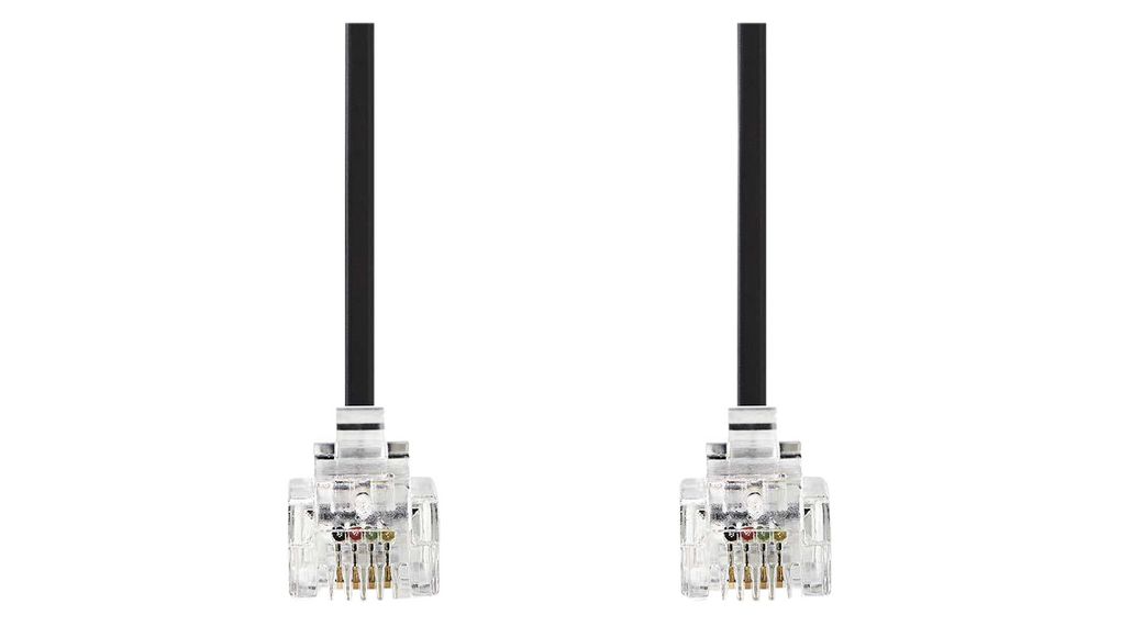 TCGB90200BK20 | Nedis Telephone Cable, RJ11 Plug - RJ11 Plug, Flat, 2m ...
