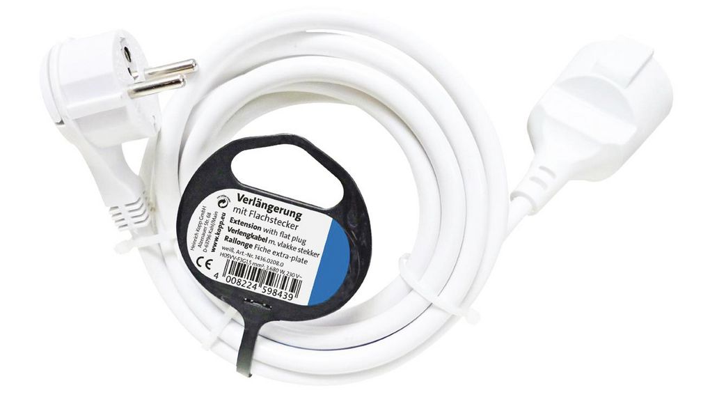 143702083 | Kopp 5m 1 Socket Type F - German Schuko Extension Lead, 230 ...
