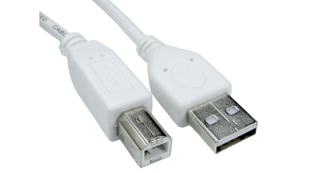 2513241 | RS PRO USB 2.0, Male USB A to Male USB B, 3m, White ...