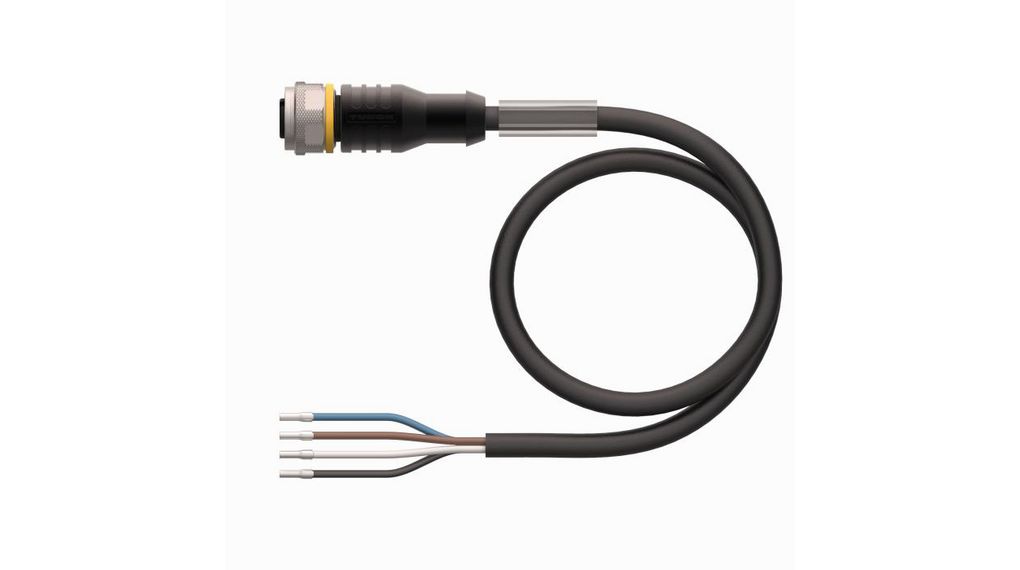 6625503 | Turck , RKC Series M12 Female Connector, 2m Cable Length, 4 ...