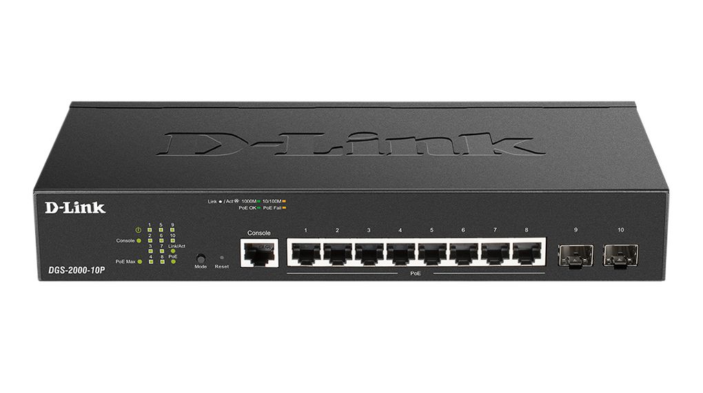 DGS-2000-10P | D-Link PoE Switch, Layer 3 Managed, 1Gbps, 65W, RJ45 ...