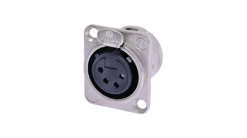 NC4FD-L-1 | Neutrik XLR Panel-mount Female Receptacle, Socket, Straight ...