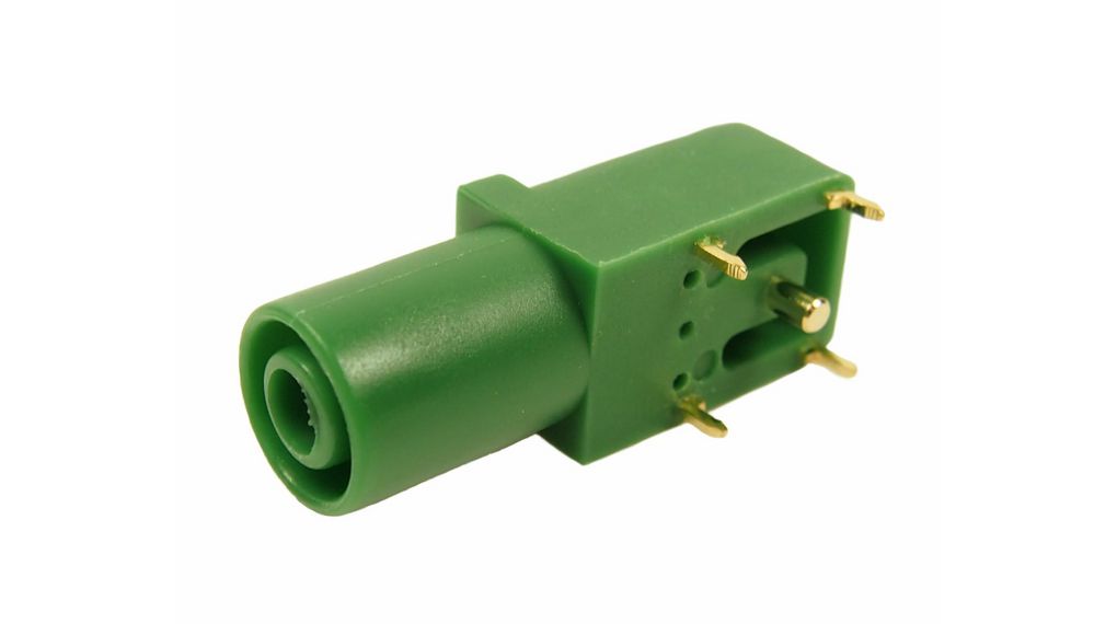 FCR7350G | Cliff Banana Socket Green 4 mm Gold 1kVAC 1kVDC 24A PCB Pins ...