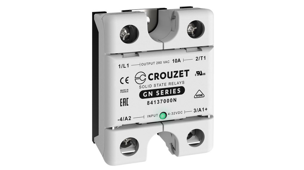 84137000N | Crouzet Solid State Relay, 10A, 280V, Screw Terminal, GN ...