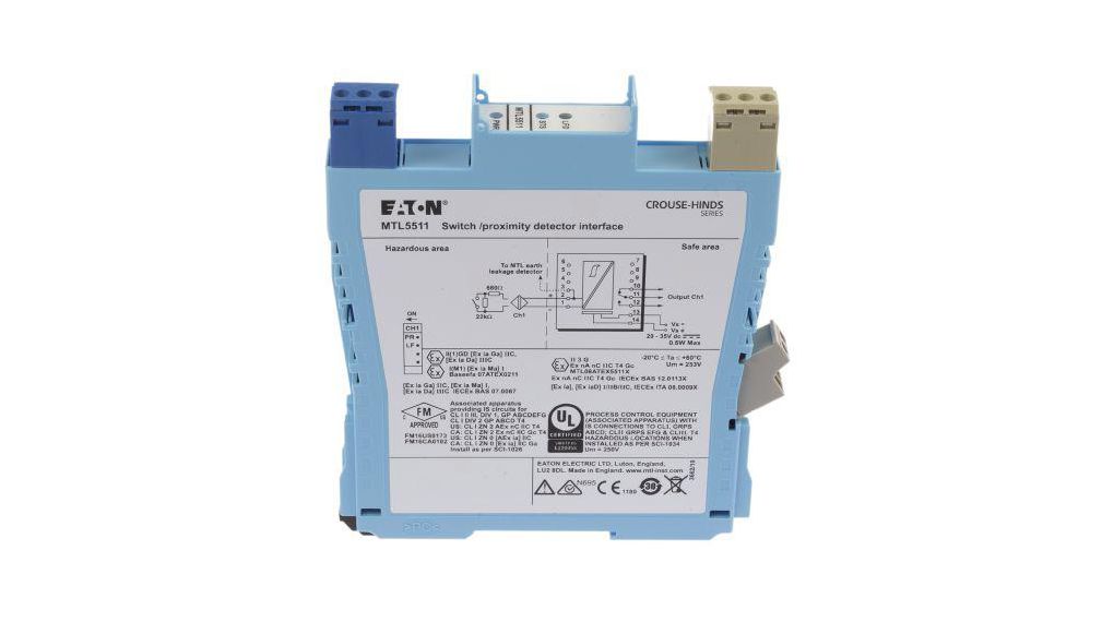 MTL5511/RS | Eaton 1 Channel Zener Barrier, Switch/Proximity Detector Interface, NAMUR Sensor ...