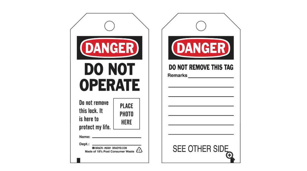 B851 5.75X3 BK/RD/WH 2-SIDE 1-FLAP 10/PK | Brady Self-Laminating Photo ...