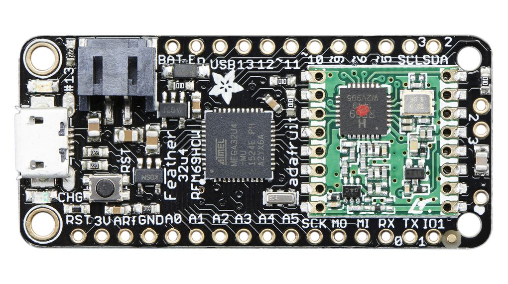 3077 | Adafruit Feather 32u4 RadioFruit Board with RFM69HCW Packet ...