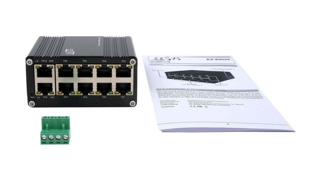 EX-62025 | Exsys Ethernet-switch, RJ45-portar 10, 1Gbps, Ohanterat ...