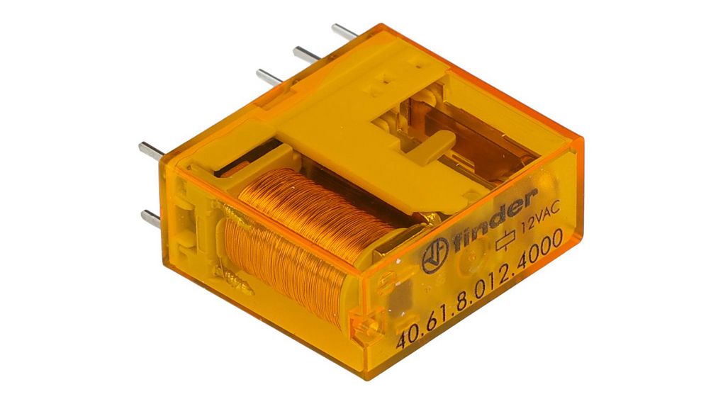 406180124000 | Finder PCB Mount Power Relay, 12V ac Coil, 16A Switching ...