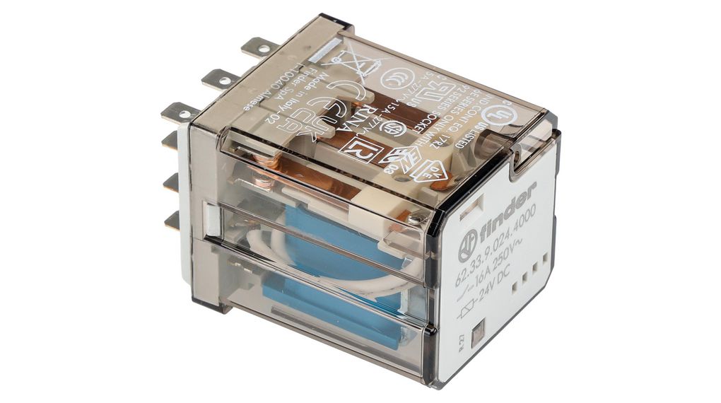 623390244000 | Finder Plug In Power Relay, 24V dc Coil, 16A Switching ...