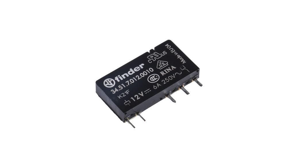34.51.7.012.0010 | Finder PCB Mount Power Relay, 12V dc Coil, 6A ...