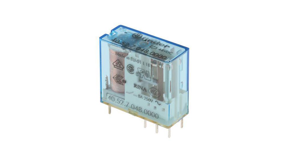 40.52.7.048.0000 | Finder PCB Mount Power Relay, 48V dc Coil, 8A ...