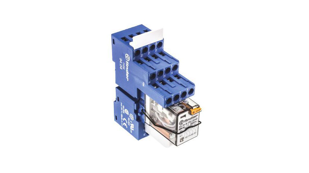 58.34.8.230.0060SMA | Finder 58 Series Interface Relay, DIN Rail Mount, 230V ac Coil, 4PDT, 4 ...