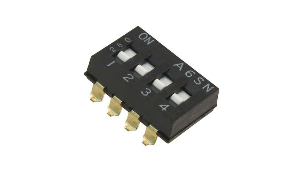 A6SN0004M | Omron Electronic Components Slide Dip Switch, 4 Switches ...