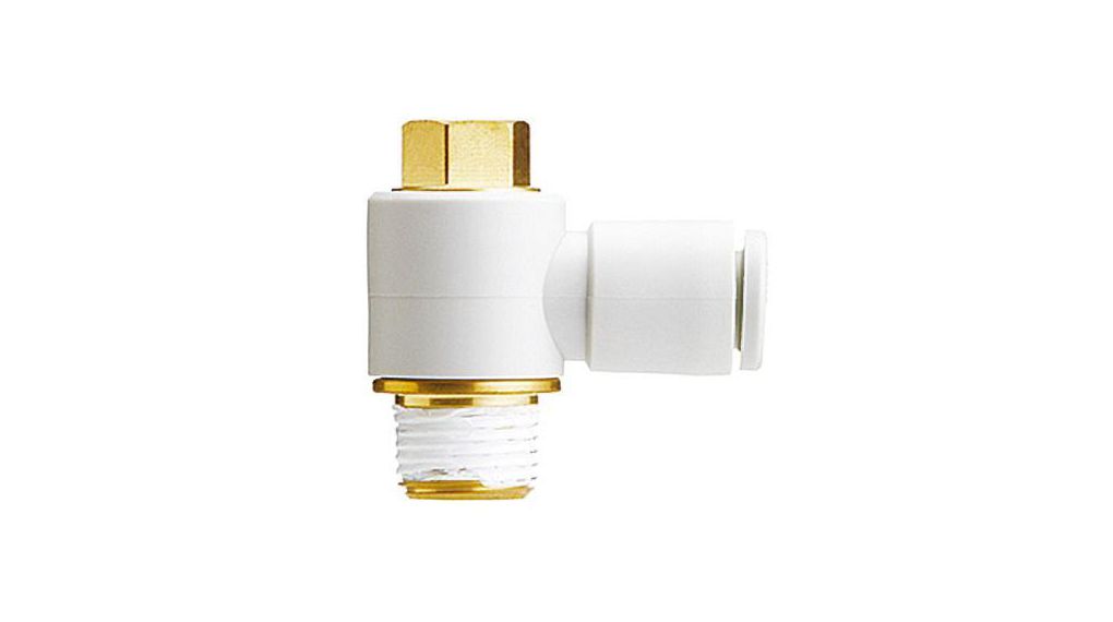 KQ2V12-03AS | SMC KQ2 Series Elbow Threaded Adaptor, R 3/8 Male to Push In 12 mm, Threaded-to ...