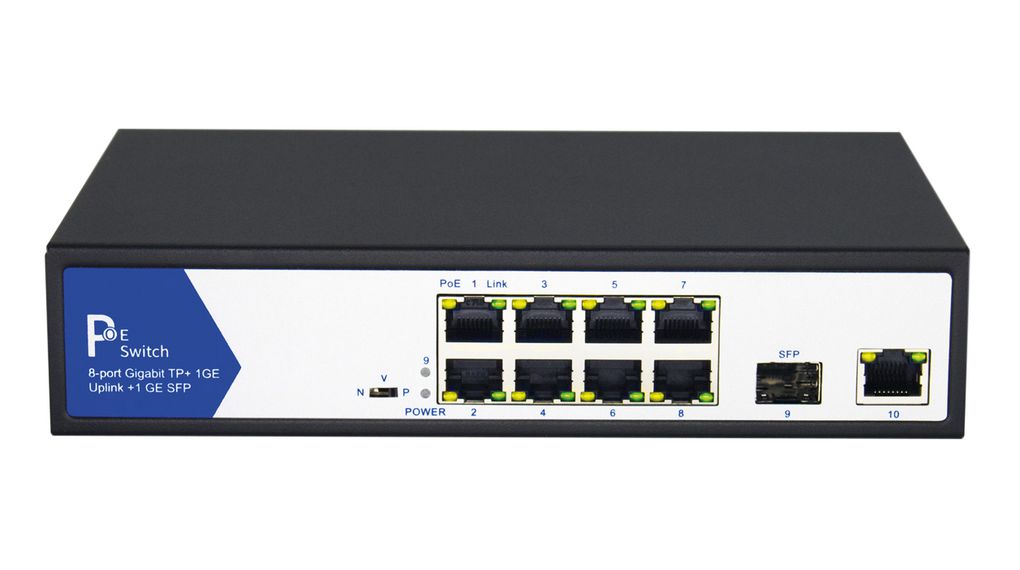 21991193 | Value PoE Switch, 1Gbps, 150W, RJ45 Ports 9, PoE Ports 8 ...