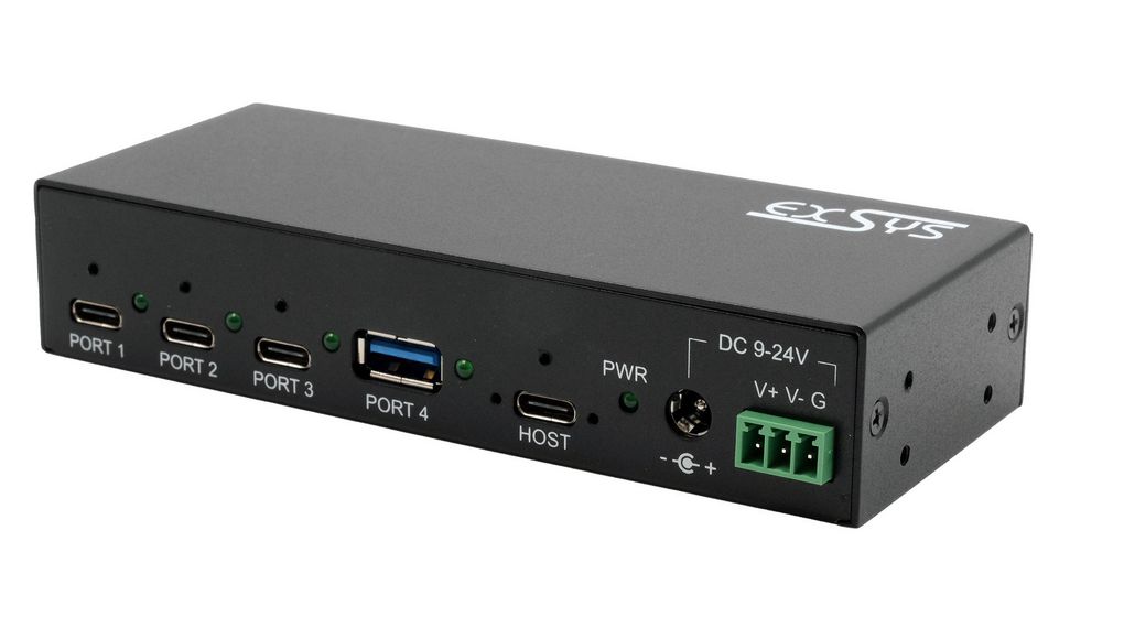 EX-12293HMS | Exsys Industrial USB Hub, 4x USB-A Socket / USB-C Socket ...