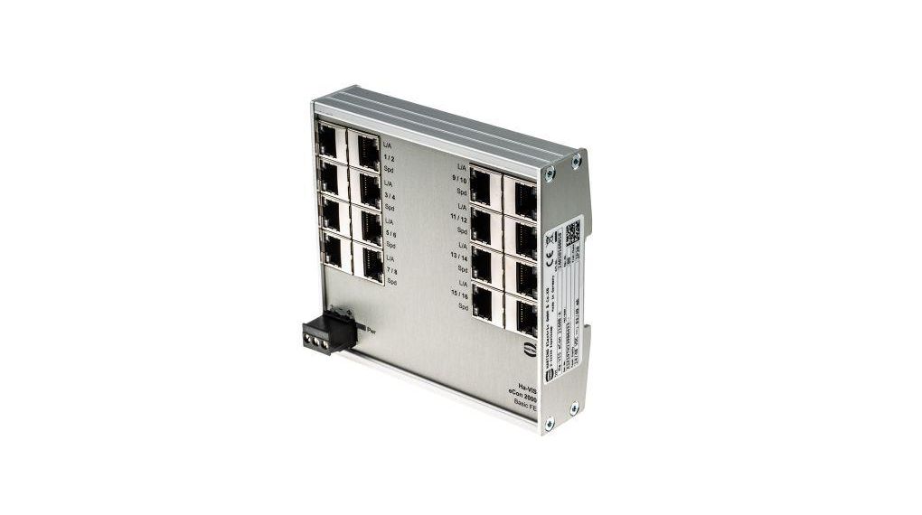 24020160010 | HARTING DIN Rail Mount Unmanaged Ethernet Switch, 16 RJ45 ...