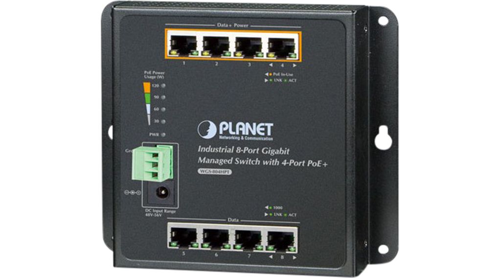 WGS-804HPT | Planet PoE-Switch, Managed, 1Gbps, 144W, RJ45-Anschlüsse 8 ...