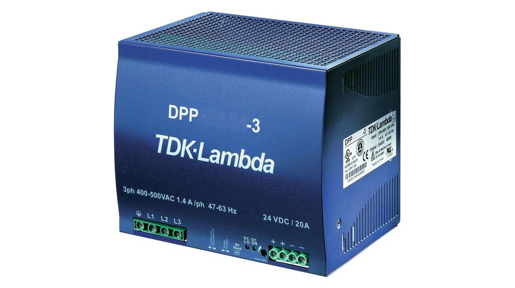 DPP960-24-3 | TDK-Lambda DIN Rail Power Supply 92% 24V 40A 960W Adjustable DPP | Distrelec ...