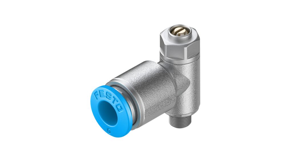 GRLA-M5-QS-6-D | Festo Flow Control Valve, Slotted Screw, M5 / QS-6, 20kPa ... 1MPa, 115L/min ...