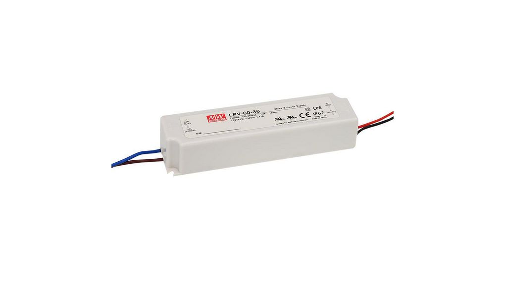 LPV-60-48 | MEAN WELL LED Driver 60W 1.25A 48V IP67 | Distrelec Sweden
