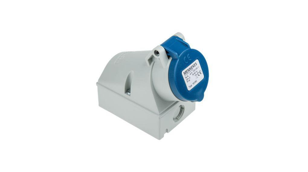 101 | Mennekes IP44 Blue Wall Mount 3P Right Angle Socket, Rated At 16A ...