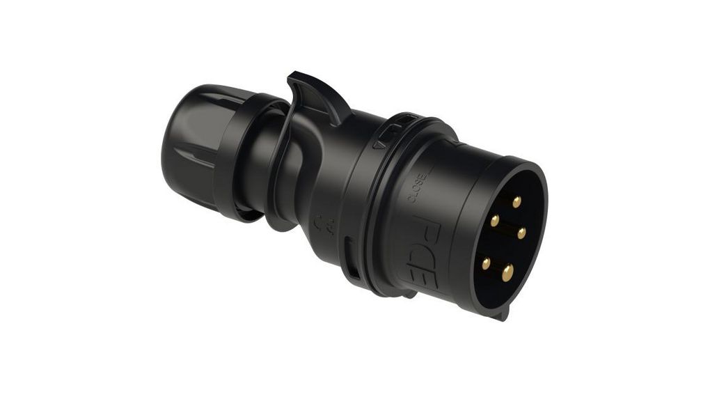 025-6XV | PC Electric CEE Plug SHARK, Black, 5P, Cable Mount, 6mm², 32A ...