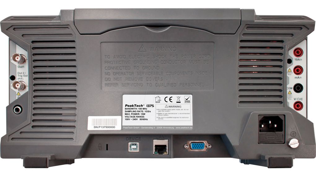 P1375 | PeakTech Oscilloscope, 4x 100MHz, 1GSPS | Distrelec Germany