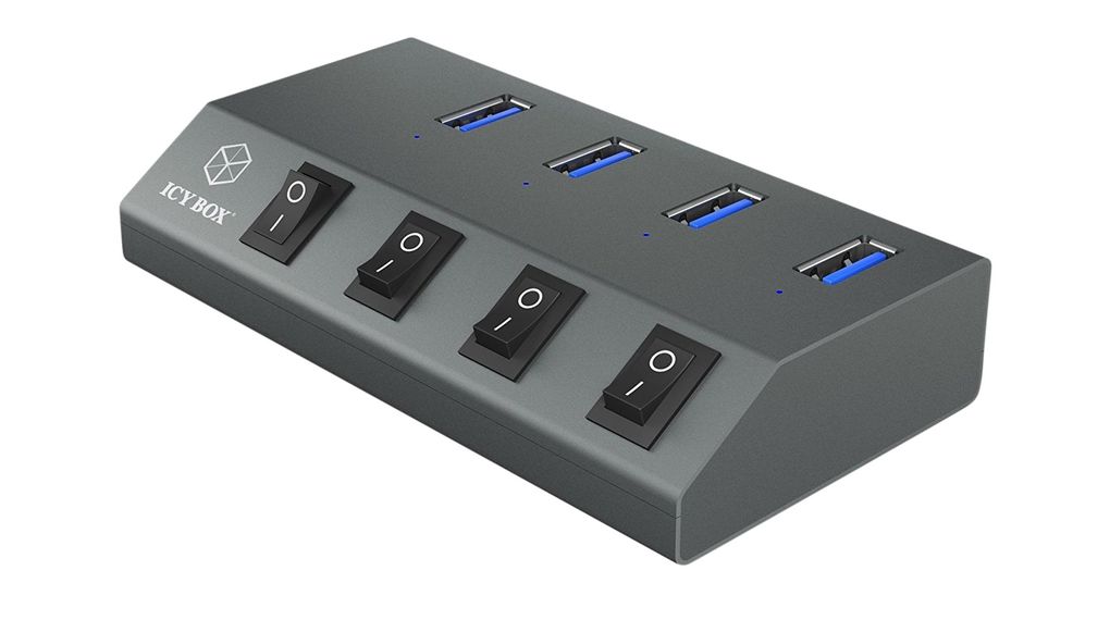 IB-HUB1405 | ICY BOX Hub USB avec interrupteurs, Prise USB-B, 3.0, USB ...