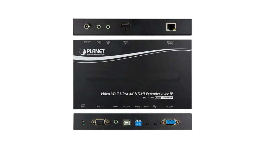 IHD-410PT | Planet HDMI/USB över IP-förlängare, 1Gbps, RJ45-portar 1, PoE-portar 1 | Elfa ...