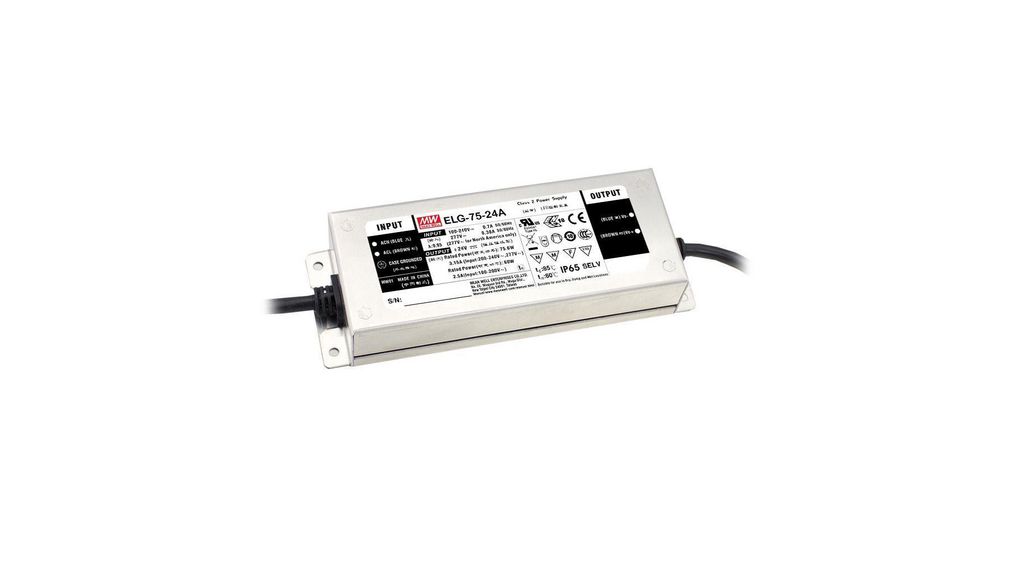 ELG-75-24A-3Y | MEAN WELL LED Driver 75.6W 3.15A 12 ... 24V IP67 ...