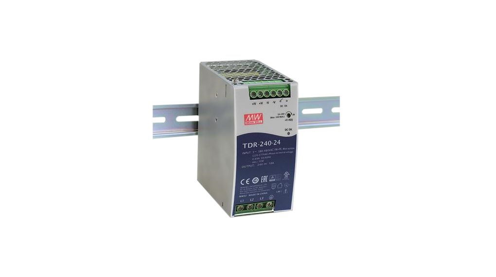 TDR-240-24 | MEAN WELL Three Phase Industrial DIN Rail Power Supply 92% ...