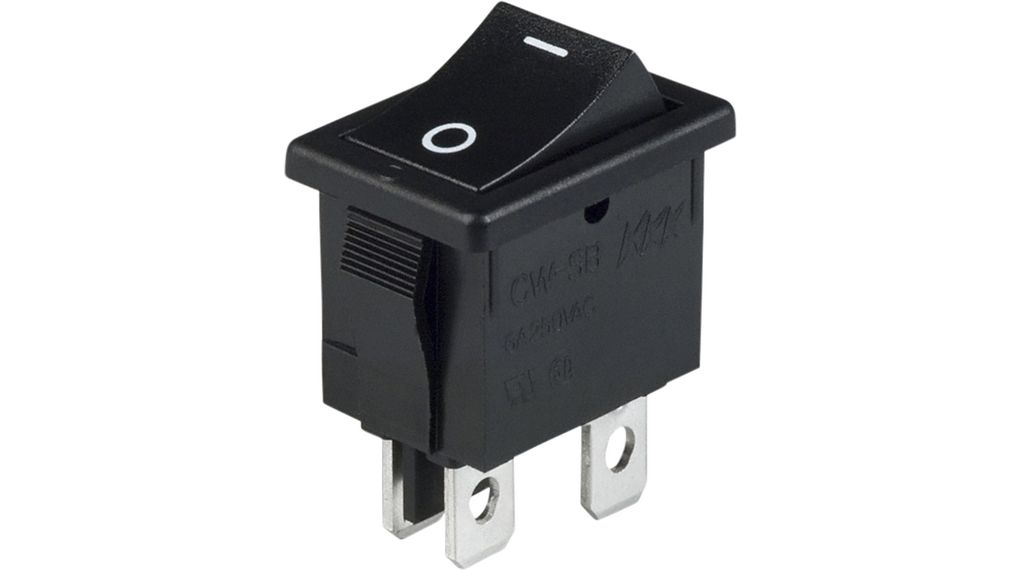CWSB21AA1F | NKK Rocker Switch, 6 A, 2NO, 250V, ON-OFF, Black ...