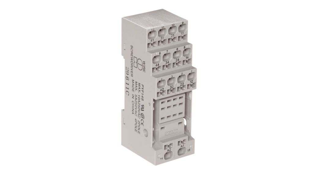 PYF14S | Omron Industrial Automation Relay Socket, 5A, Clamp Terminal ...