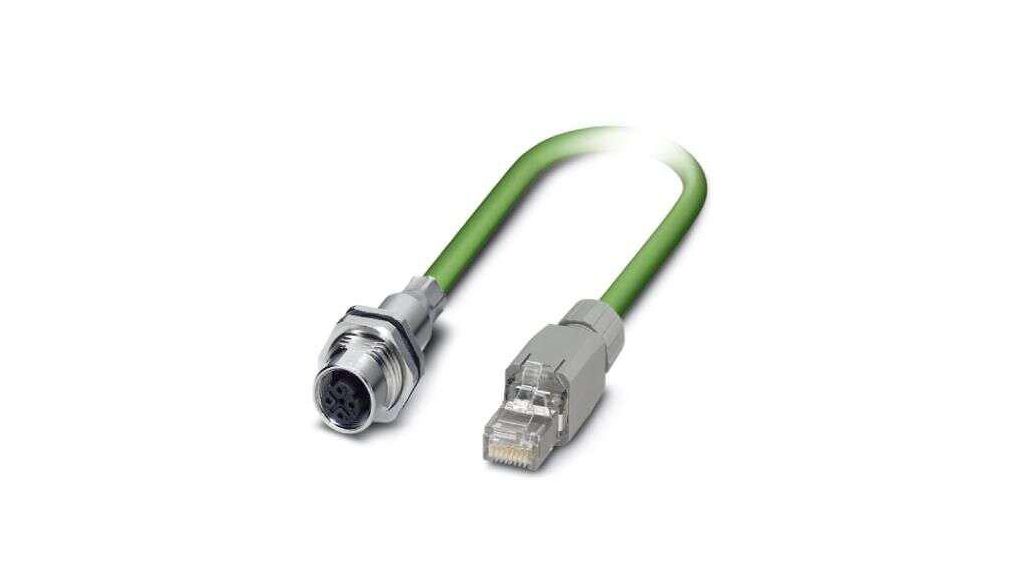 1404367 | Phoenix Contact Cat5e Straight Female M12 to Straight RJ45 ...