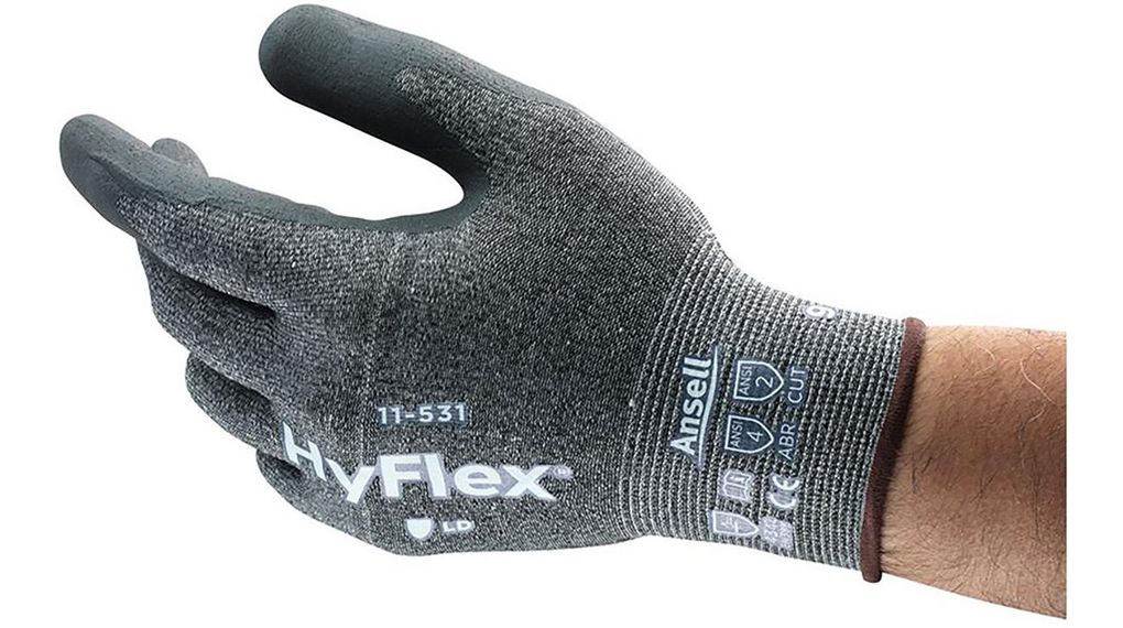 11531080 | Ansell HyFlex 11-931 Grey Nylon Cut Resistant Work Gloves ...